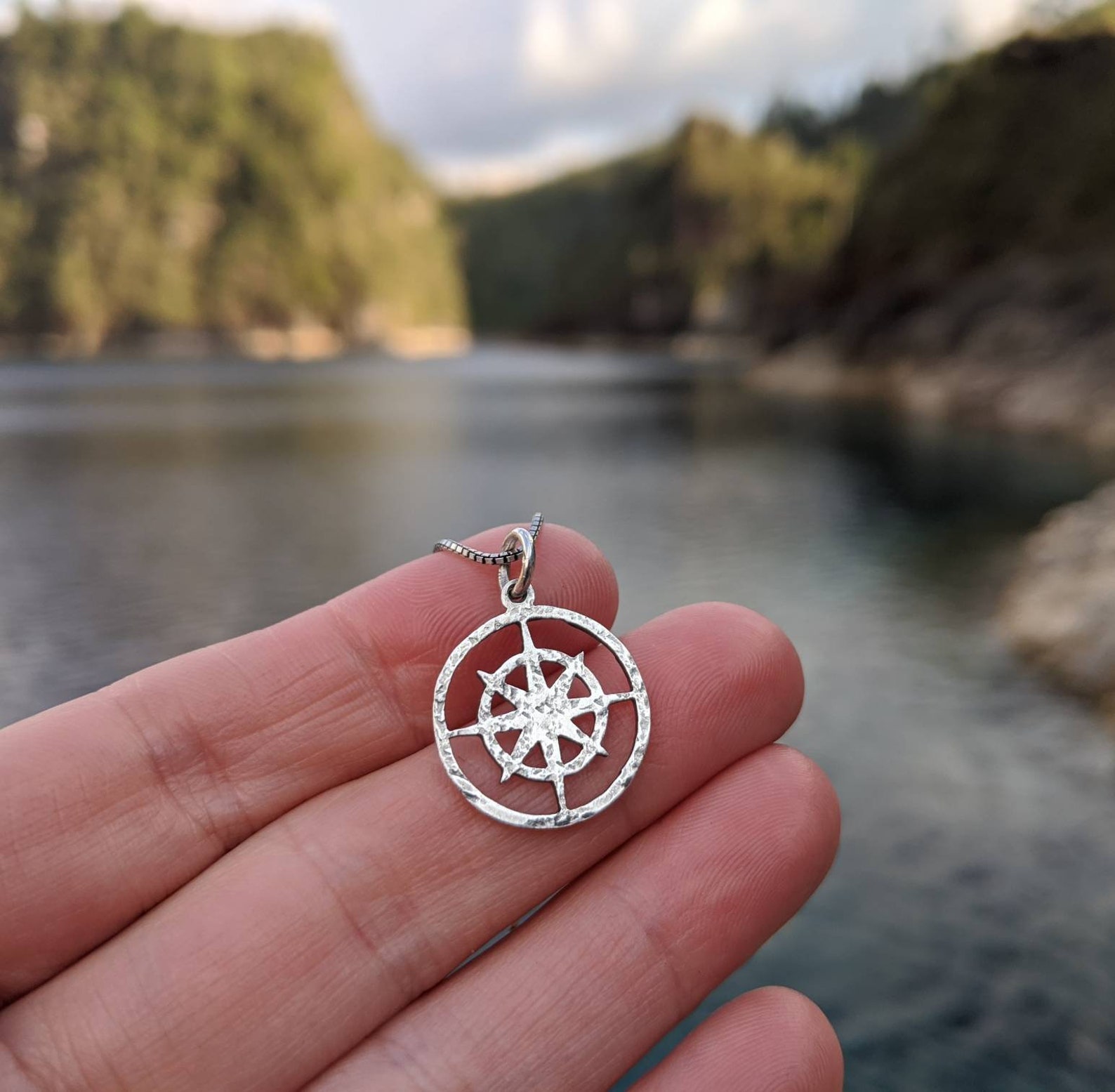 Silver Compass Necklace - Etsy