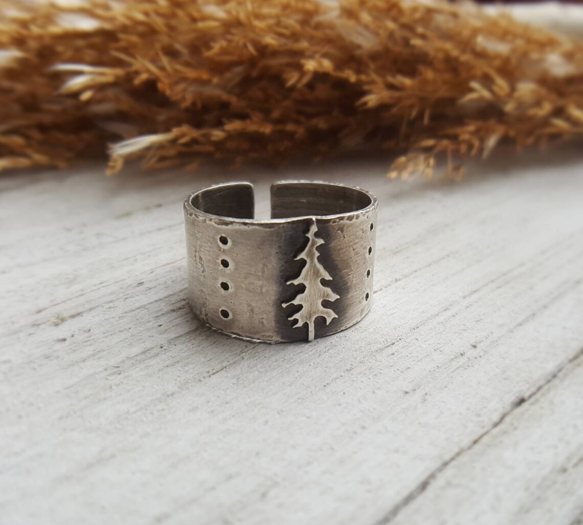 Lone Pine Ring - Silver Pine Tree Ring - Etsy