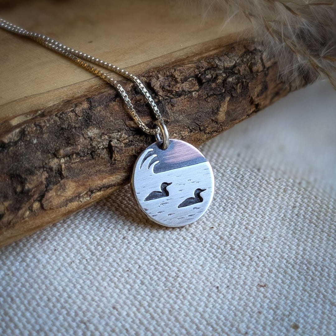 Loons on the Lake - Mixed Metal Loon Wildlife Pendant Necklace - Etsy