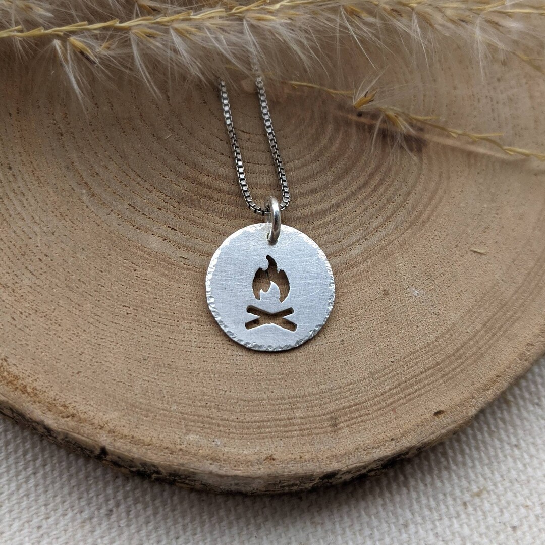 Campfire Necklace - Silver Bonfire Charm - Etsy