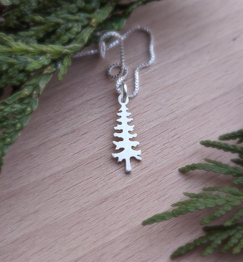 Lone Pine - Minimalist Silver Pine Tree Pendant - Etsy