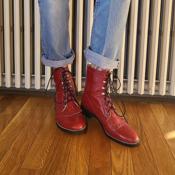 Red Roper Boots - Etsy