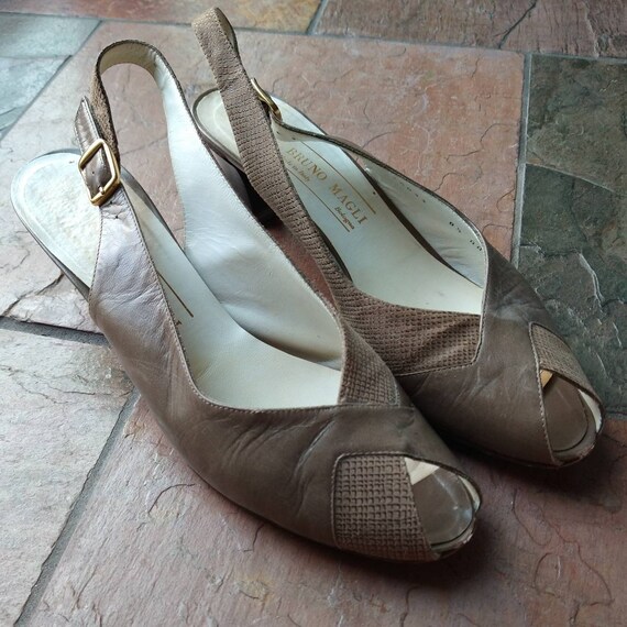 BRUNO MAGLI 1980's slingback HEELS 80's pumps 8 8.5 n… - Gem