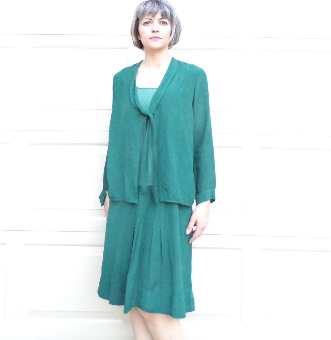 Deep GREEN SILK 1920s DRESS 20s S (D9) - Etsy