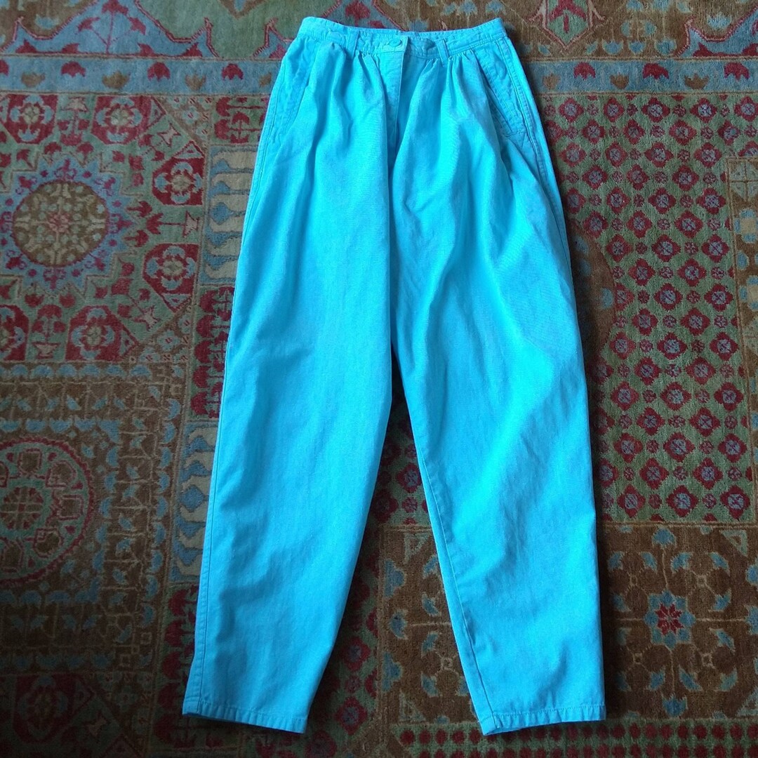 1980's AQUA HIGH WAISTED Pants 80's Genesis Xs Xxs K12 - Etsy