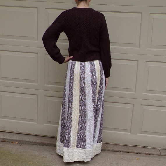 1970's CHESSA DAVIS maxi SKIRT fall patchwork 70's S … - Gem