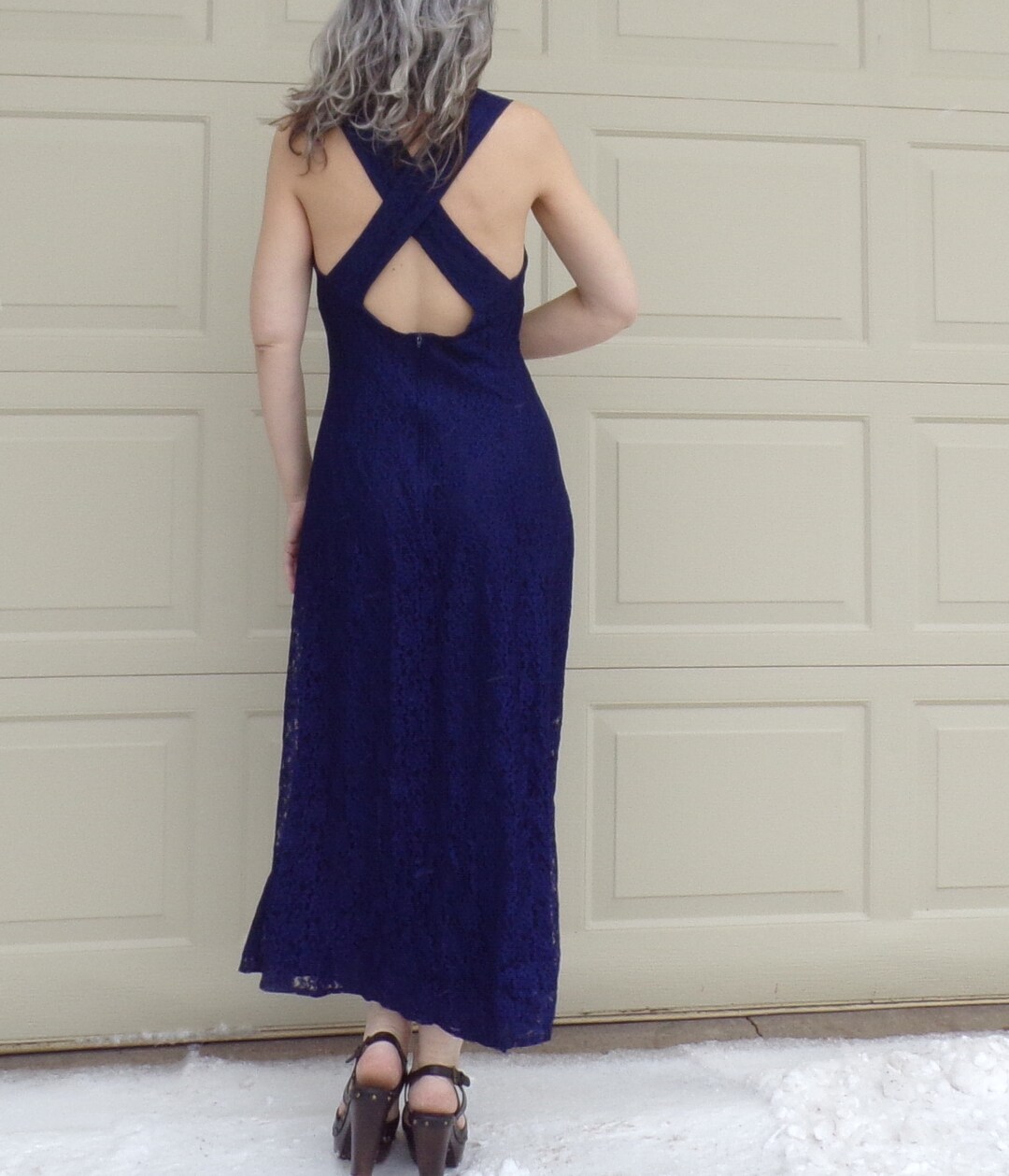 Sexy MIDNIGHT BLUE Lace DRESS Fit and Flare 1990s 90s M (A6) - Etsy