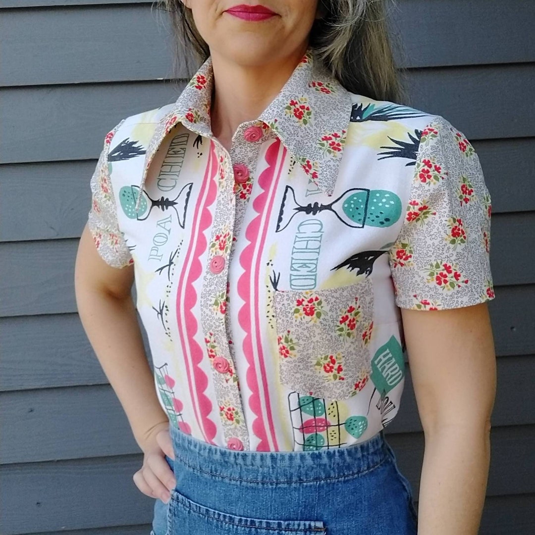 BLOUSE Upcycled From a VINTAGE TABLECLOTH S M (B7) - Etsy