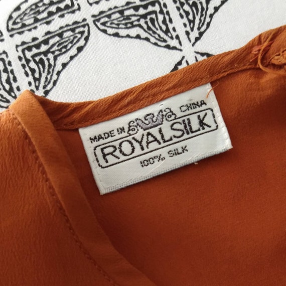 RUST SILK BLOUSE 1980's 80's M (A11) - Gem