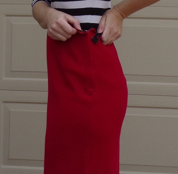 kimberly RED WOOL knit SUIT pencil skirt peacoat S (K… - Gem