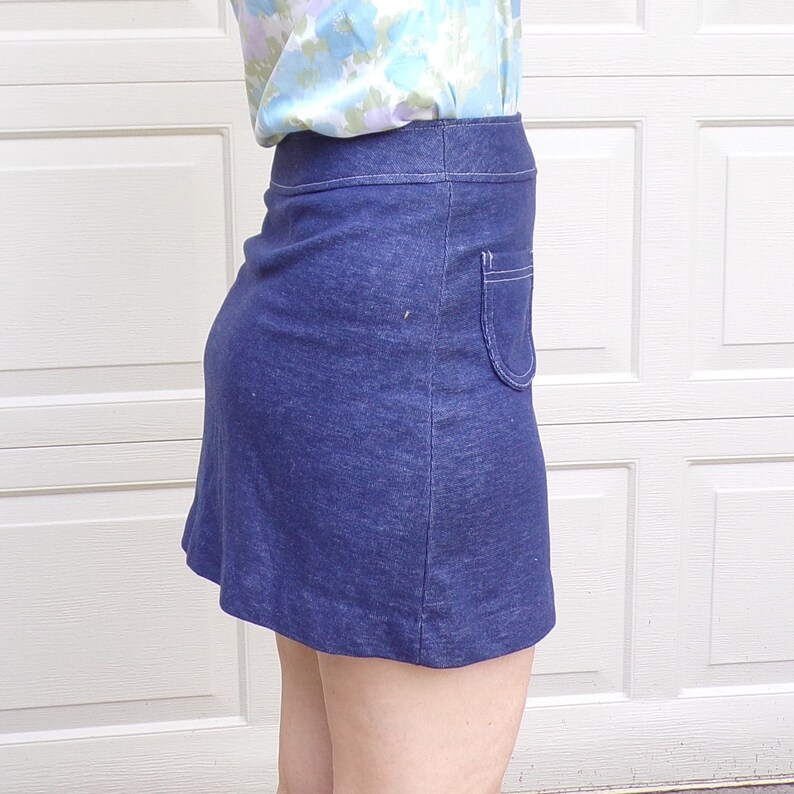 1970's Pam Bee DENIM LOOK MINI Knit Skirt 70's S C9 - Etsy