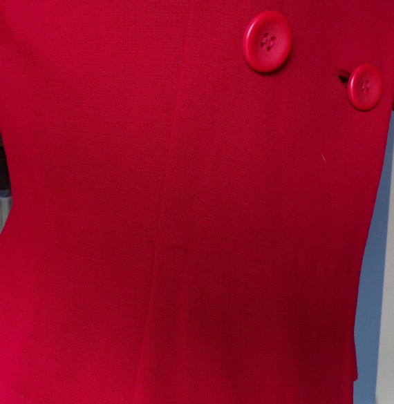 kimberly RED WOOL knit SUIT pencil skirt peacoat S (K… - Gem