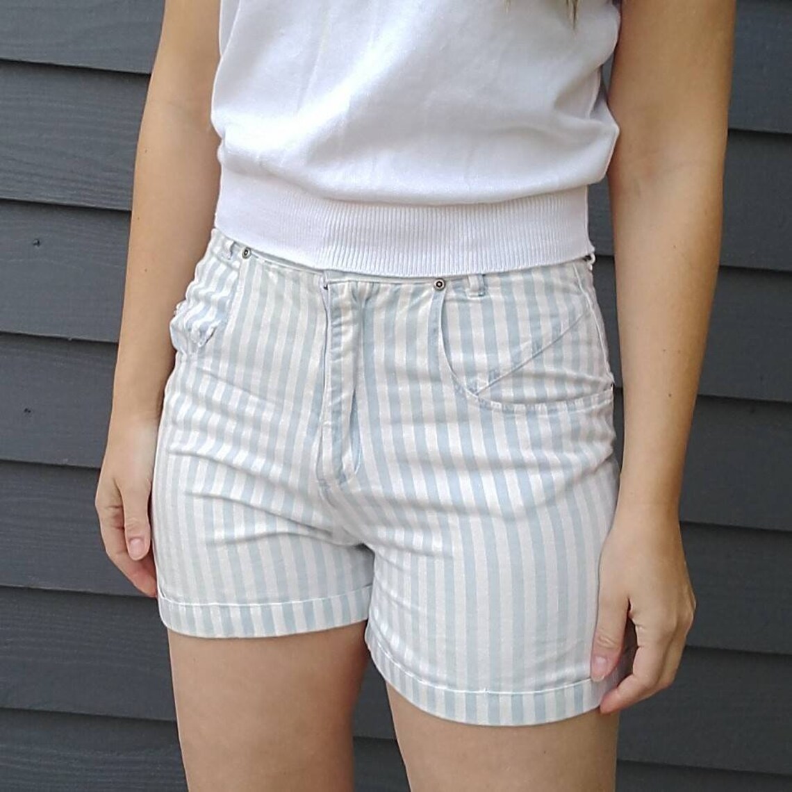 SHORT EN DENIM RAYÉ des années 1980 80's F6 | Etsy France