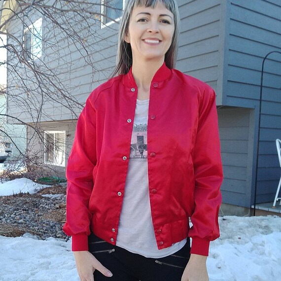 RED SATIN EAGLE baseball jacket native pride (K10) - Gem