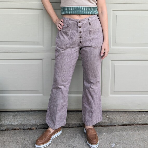 1960's 1970's SNAP FLY TROUSERS flare jeans (B1) - Gem