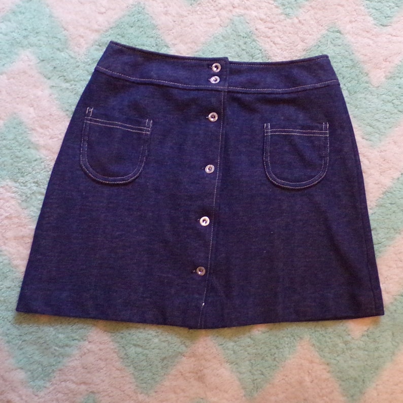 1970's Pam Bee DENIM LOOK MINI Knit Skirt 70's S C9 - Etsy