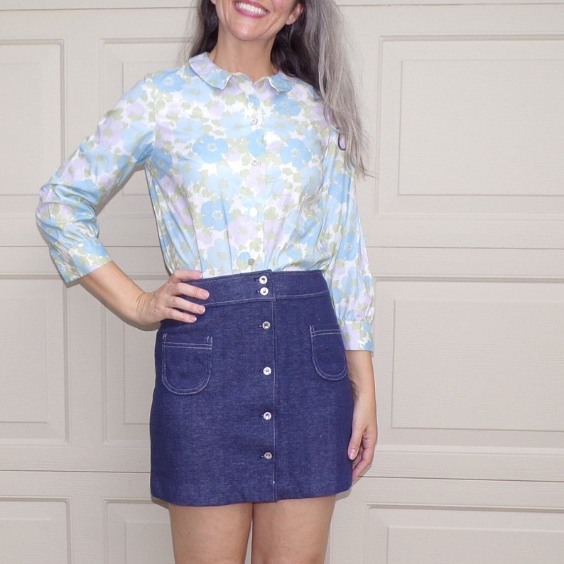 1970's Pam Bee DENIM LOOK MINI Knit Skirt 70's S C9 - Etsy