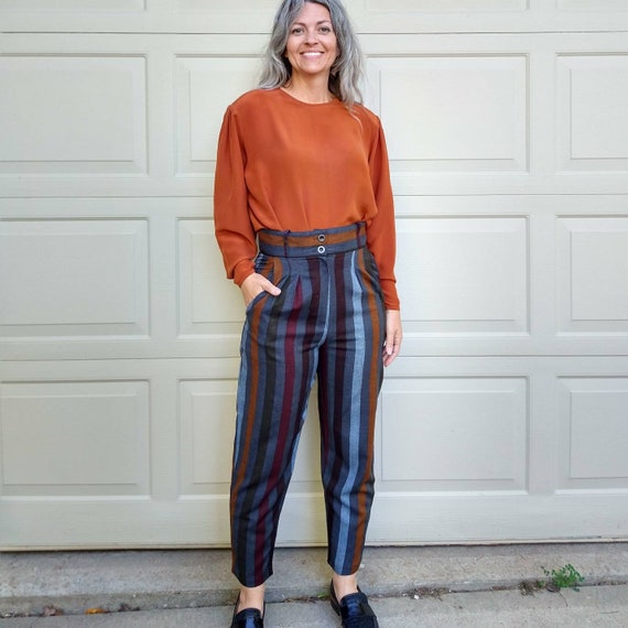 RUST SILK BLOUSE 1980's 80's M (A11) - Gem