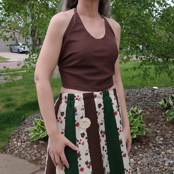 REVERSIBLE HALTER TOP Sexy Open Back Polka Dot Brown Xs S E3 - Etsy