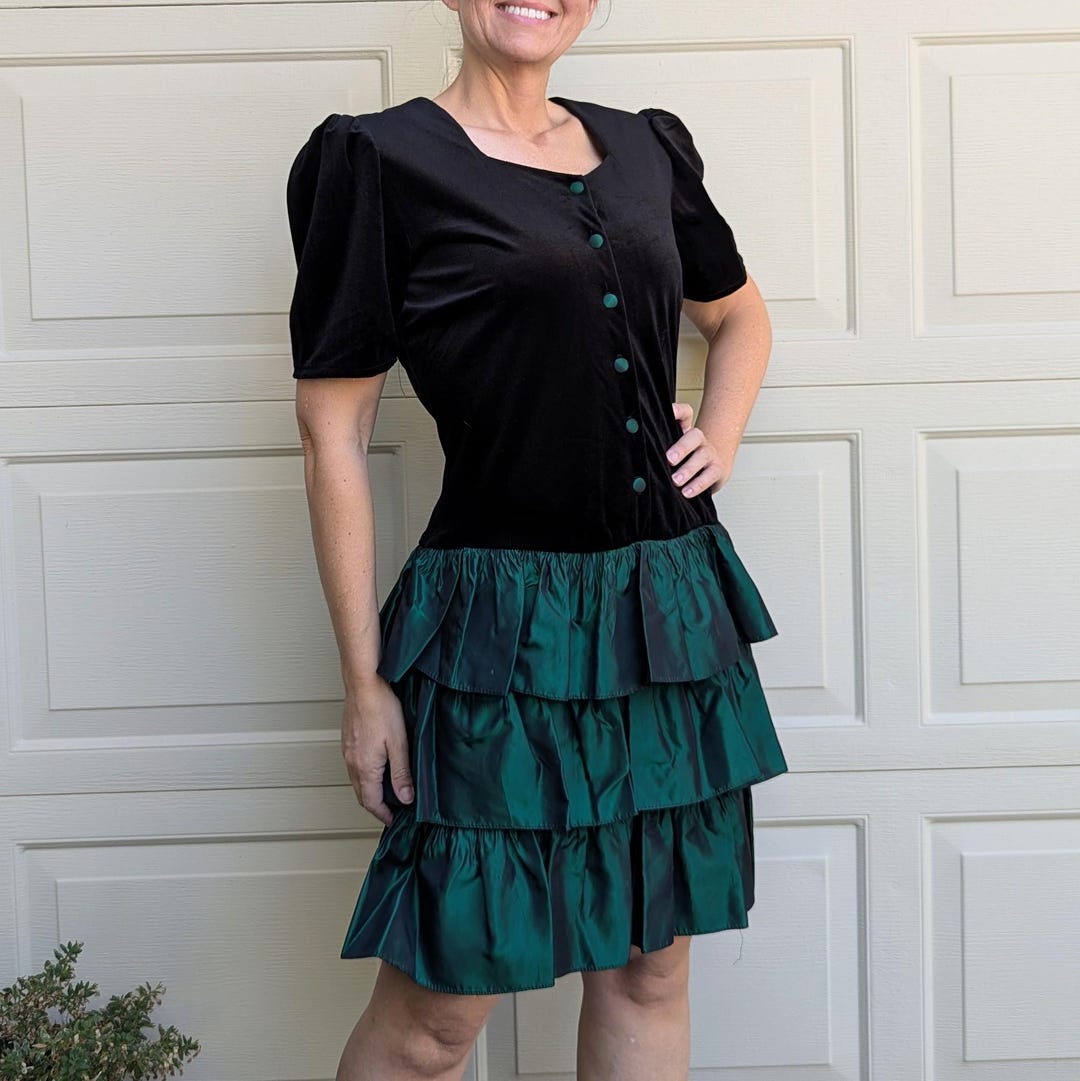 1980's RUFFLED PARTY DRESS 80's S M E3 - Etsy