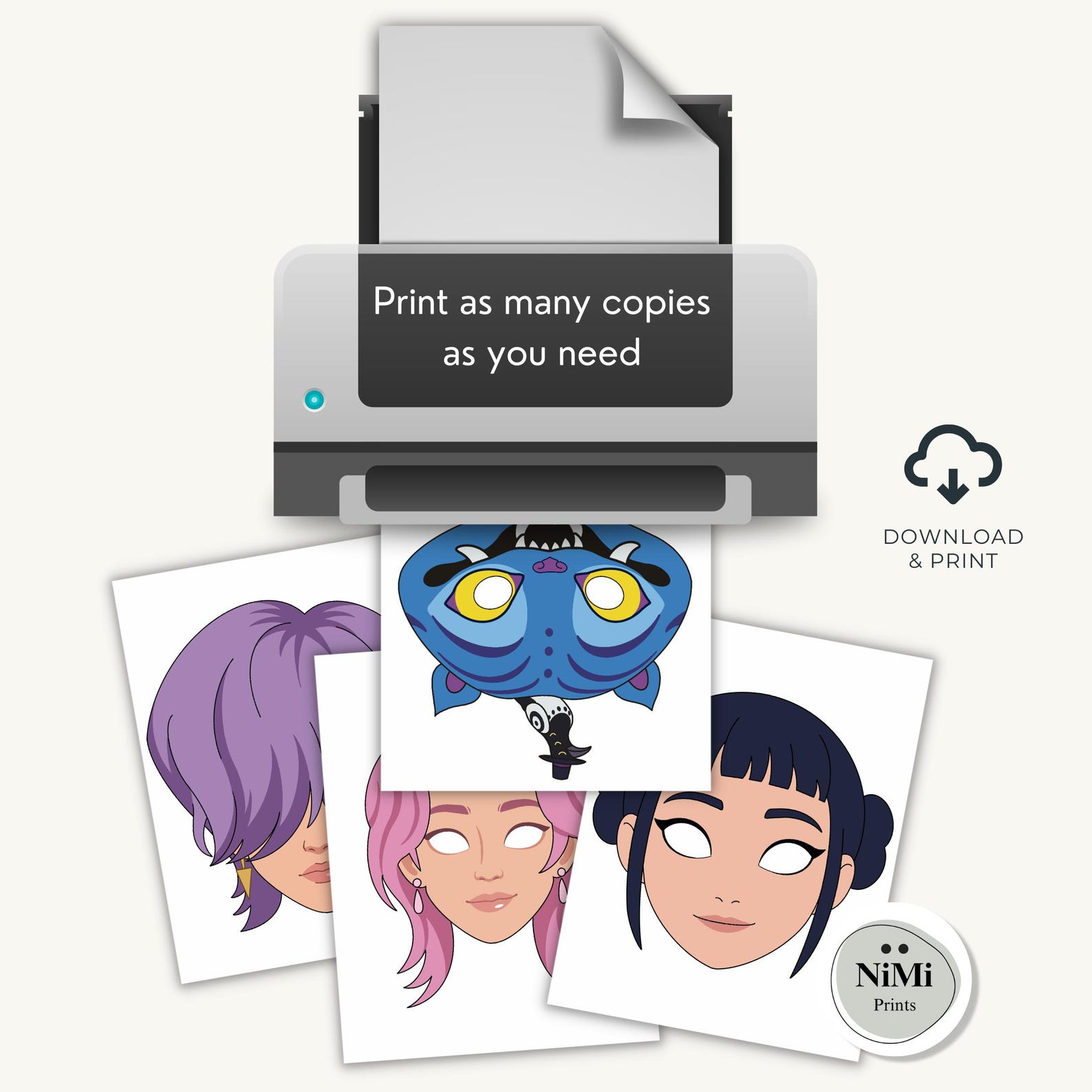 K-pop Demon Hunter Masks | Printable Party Masks | Kids Party Activity ...