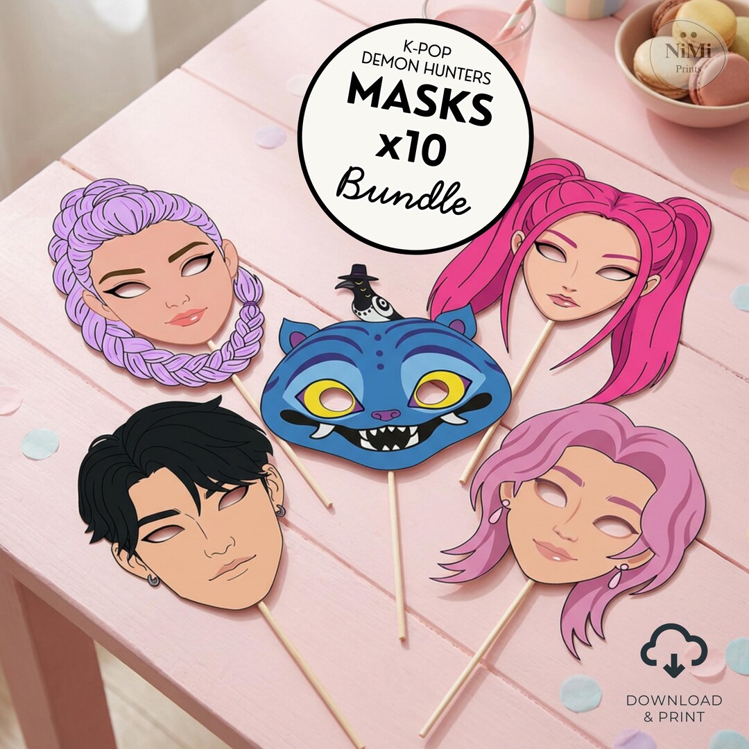 K-pop Demon Hunter Masks | Printable Party Masks | Kids Party Activity ...