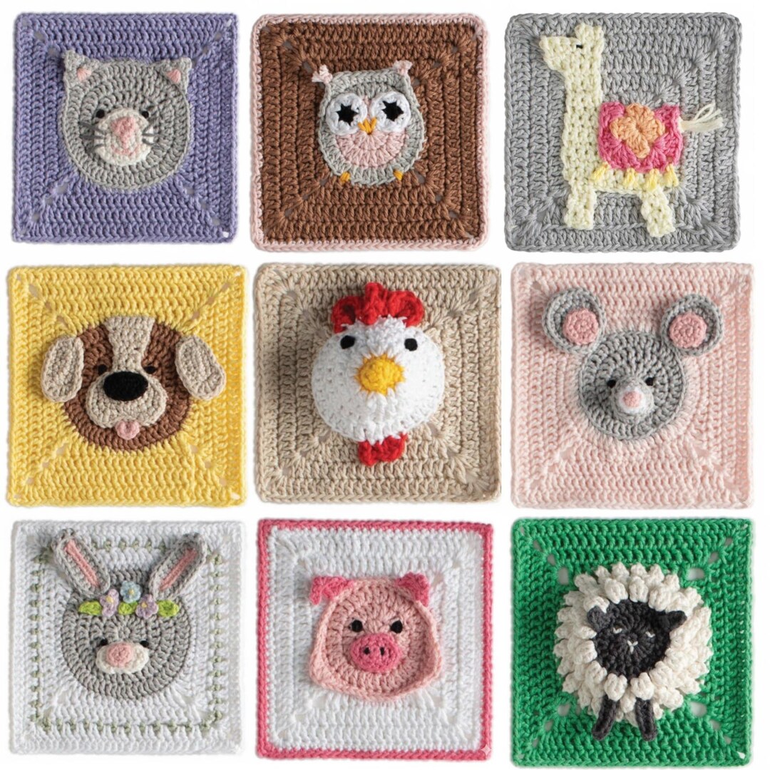 30+ 3D Animal Granny Square Crochet Pattern, Animal 3D Pop-up Granny ...