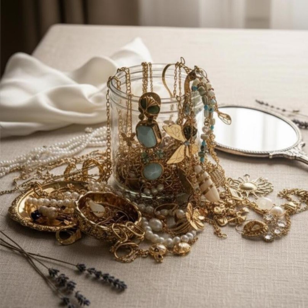 Gold Vintage Mystery Jewelry Jar: Random Curated Gold Earrings ...