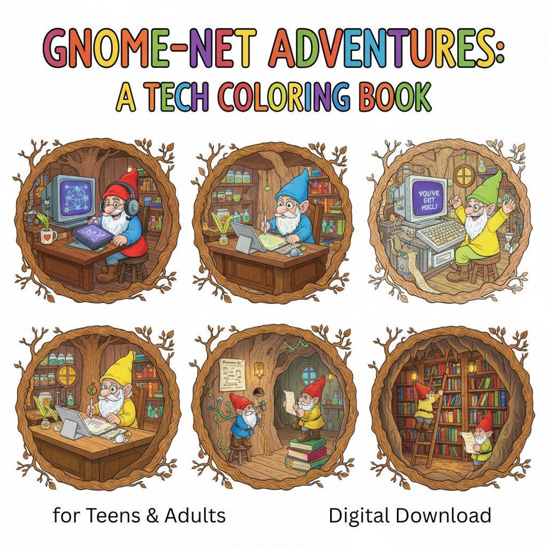 50 Techno Gnomes Coloring Pages for Teens & Adults, Steampunk Robot ...