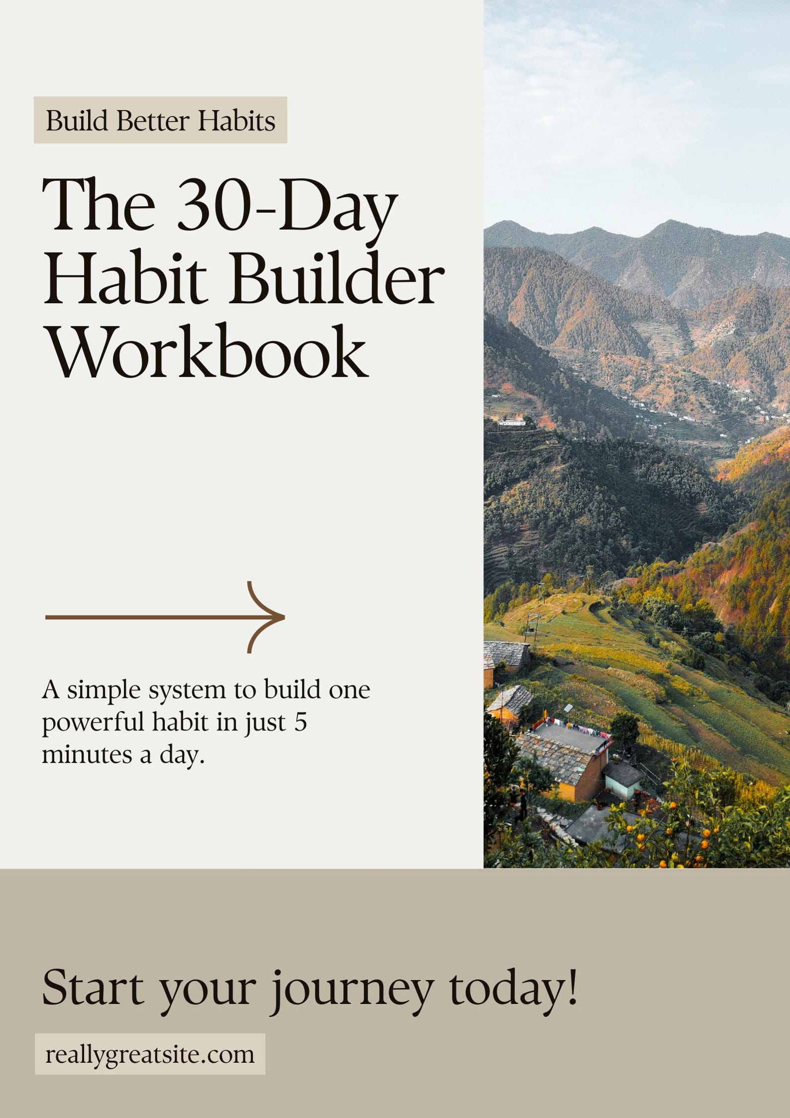 30 Day Habit Builder Workbook | Printable Habit Tracker | Minimal ...