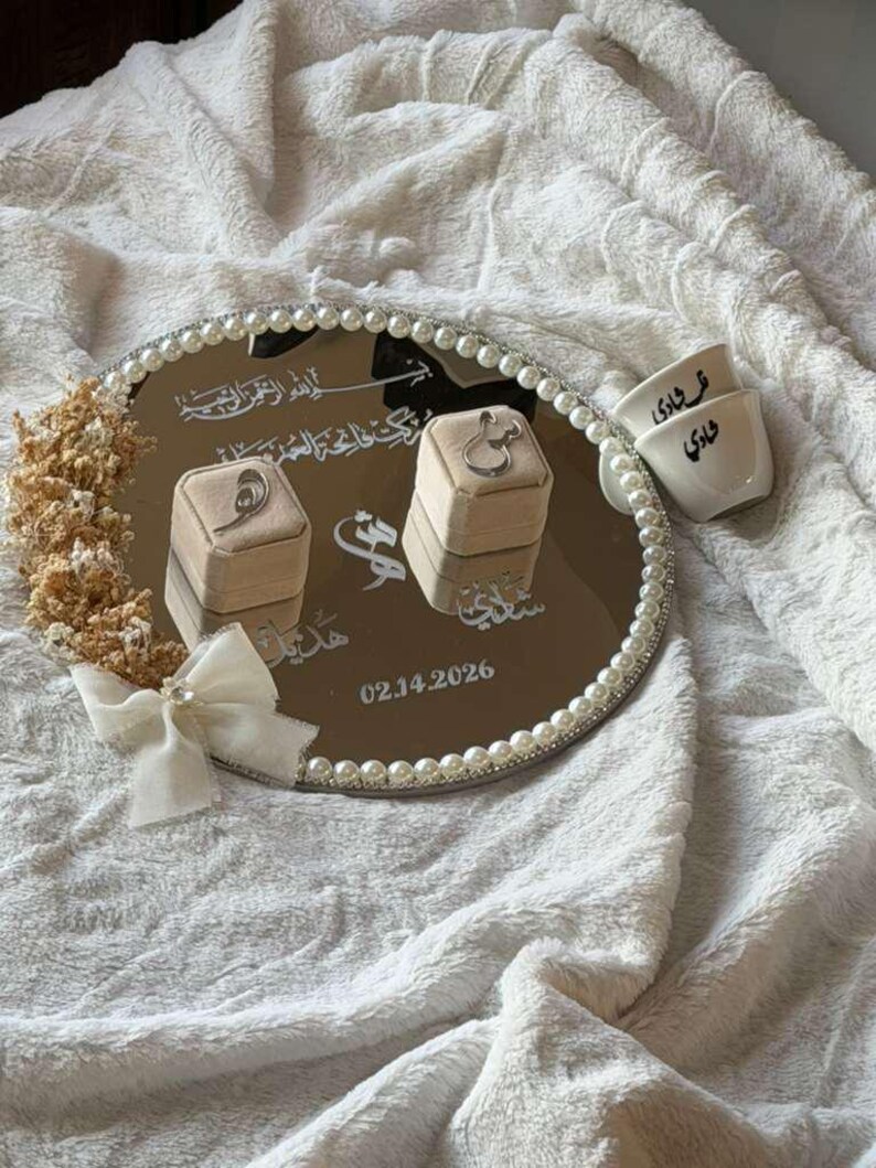 Personalized Velvet and Acrylic Engagement Ring Mahr Gift Tray, Custom ...