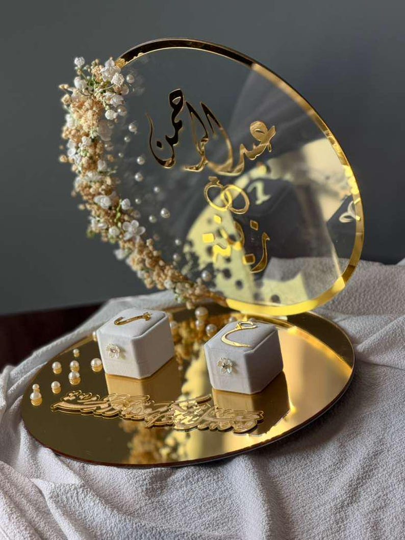 Personalized Velvet and Acrylic Engagement Ring Mahr Gift Tray, Custom ...