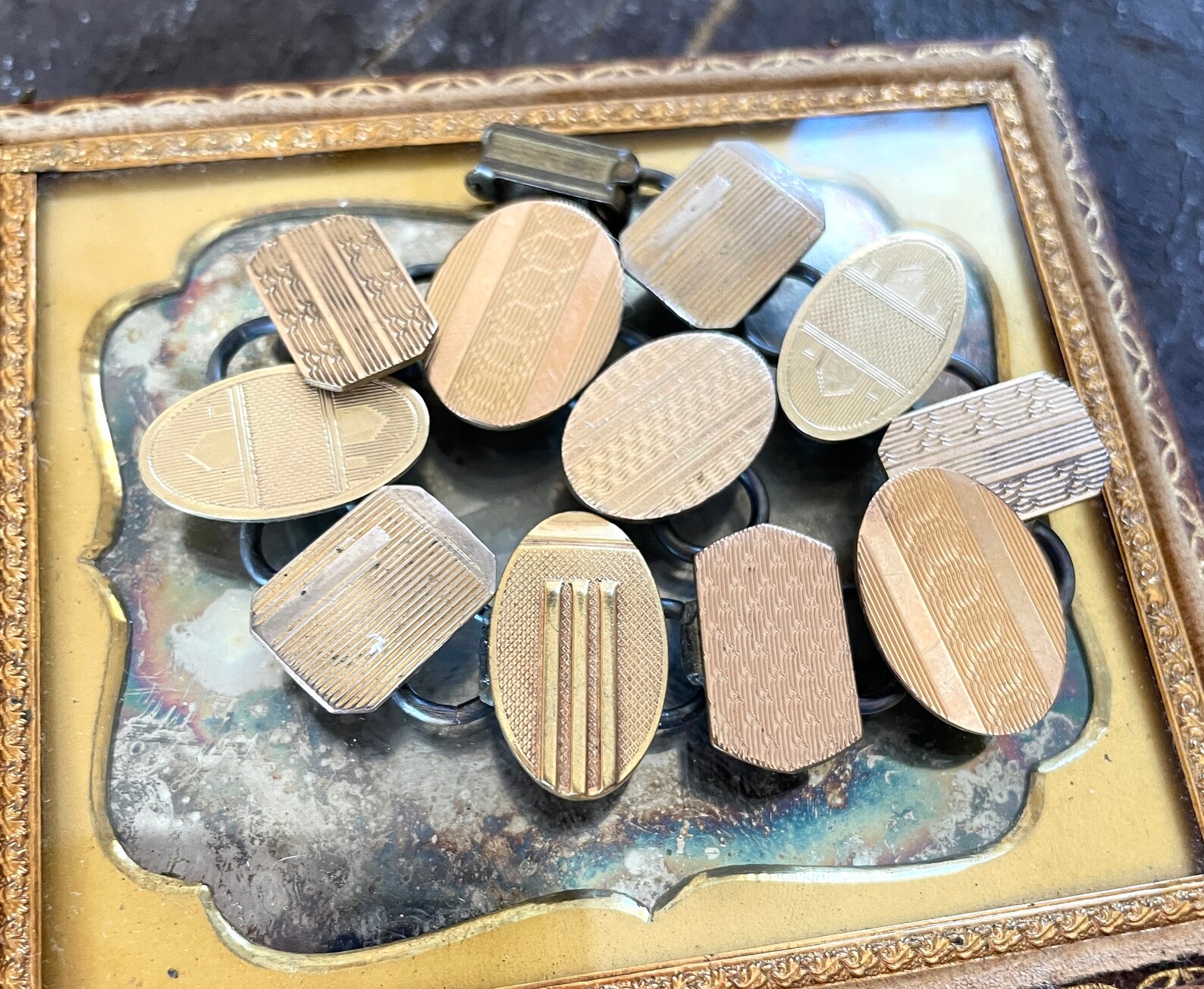 Lovely Oval Antique Cufflink Bracelet Edwardian Golds | Etsy