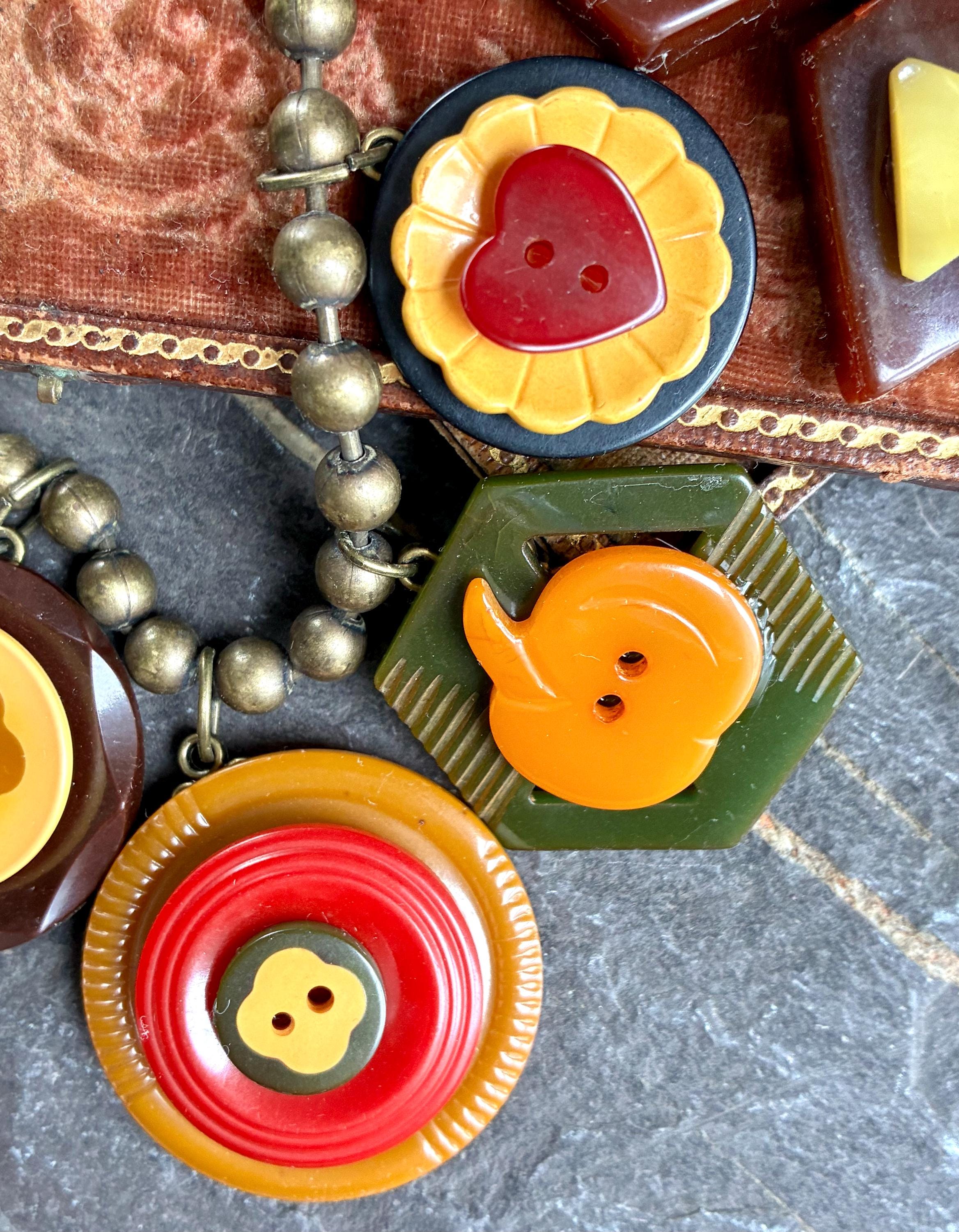 Bakelite Button Necklace Assemblage Realistics Cookie Fall Autumn ...