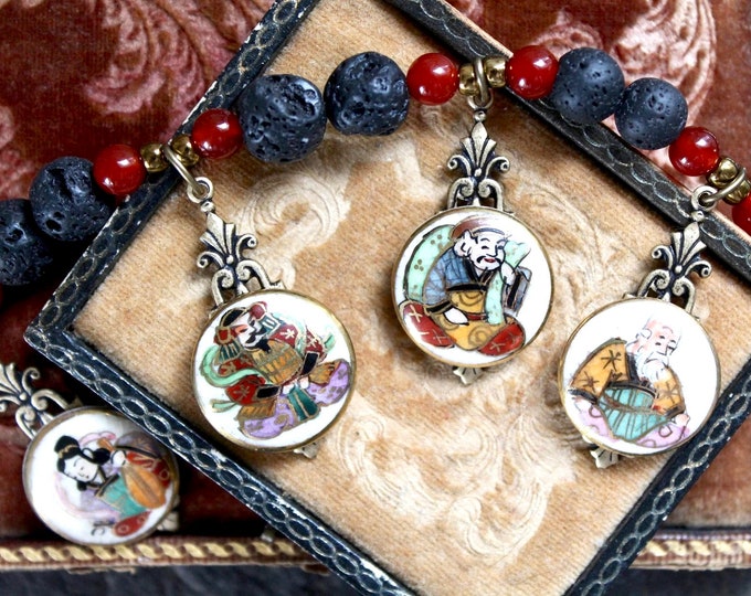 Rare Toshikane Japan Seven Lucky God's Bracelet . Vintage Sterling ...