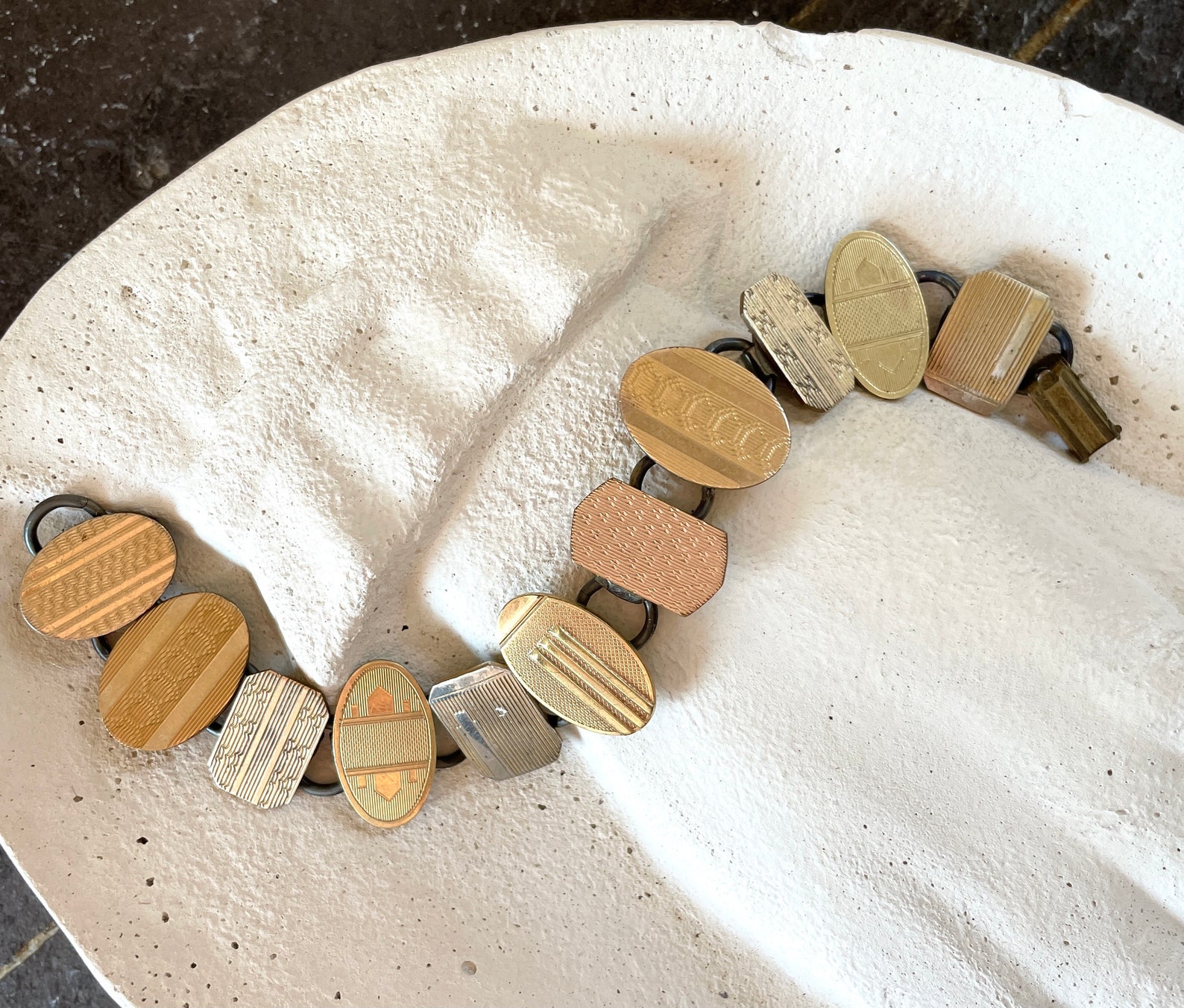 Lovely Oval Antique Cufflink Bracelet Edwardian Golds | Etsy