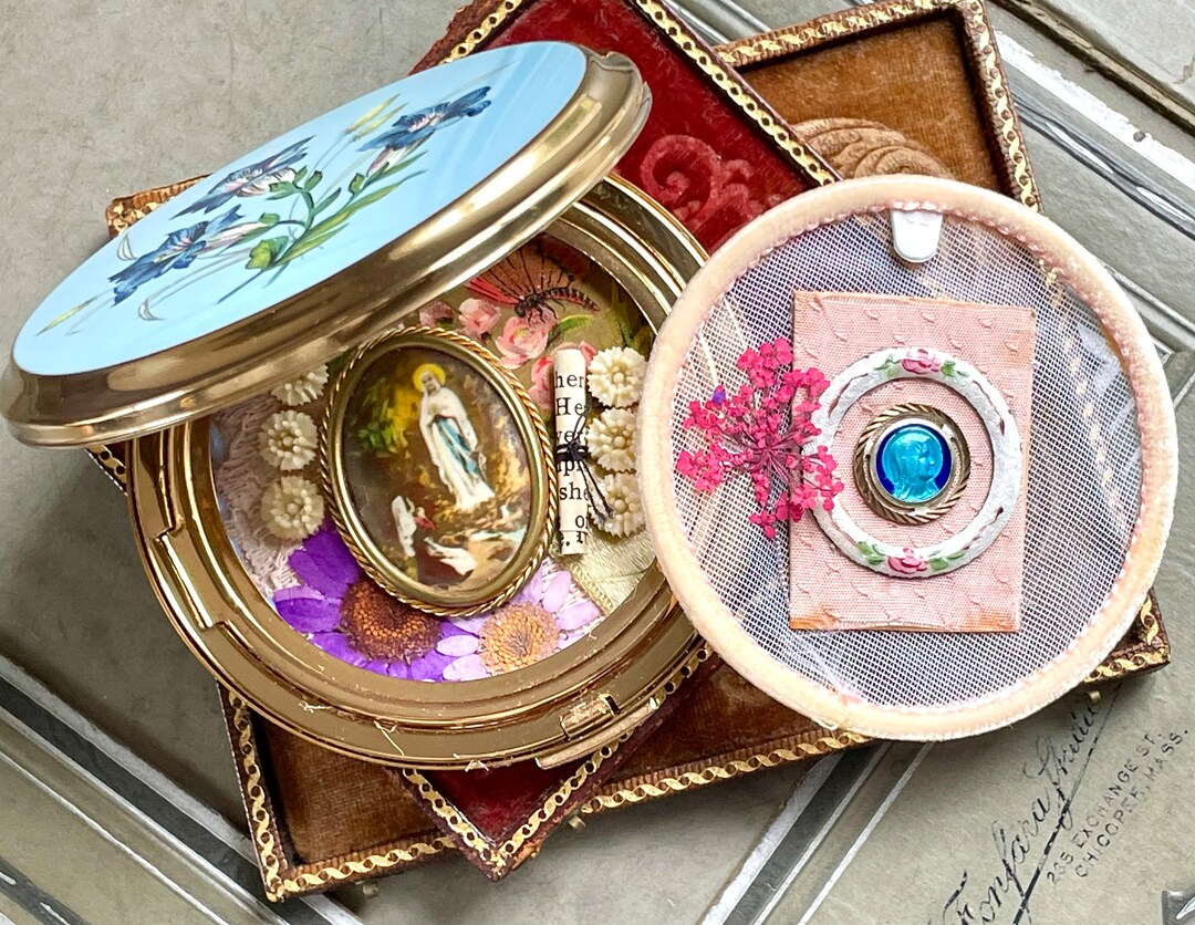 Curated Our Lady Pocket Shrine Gorgeous Vintage Blue Enamel Makeup ...