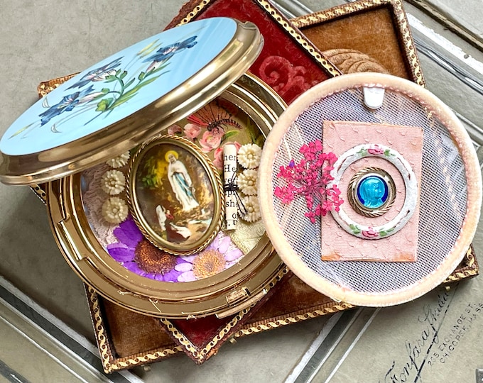 Curated Our Lady Pocket Shrine Gorgeous Vintage Blue Enamel Makeup ...