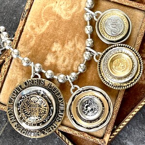 Vintage Button Necklace Domed Stacked Silver Gold Tones Choker ...