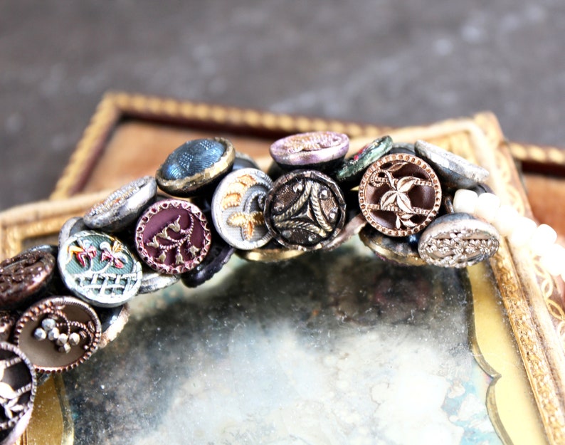 Charm String Style Antique Metal Button Necklace Vintage - Etsy