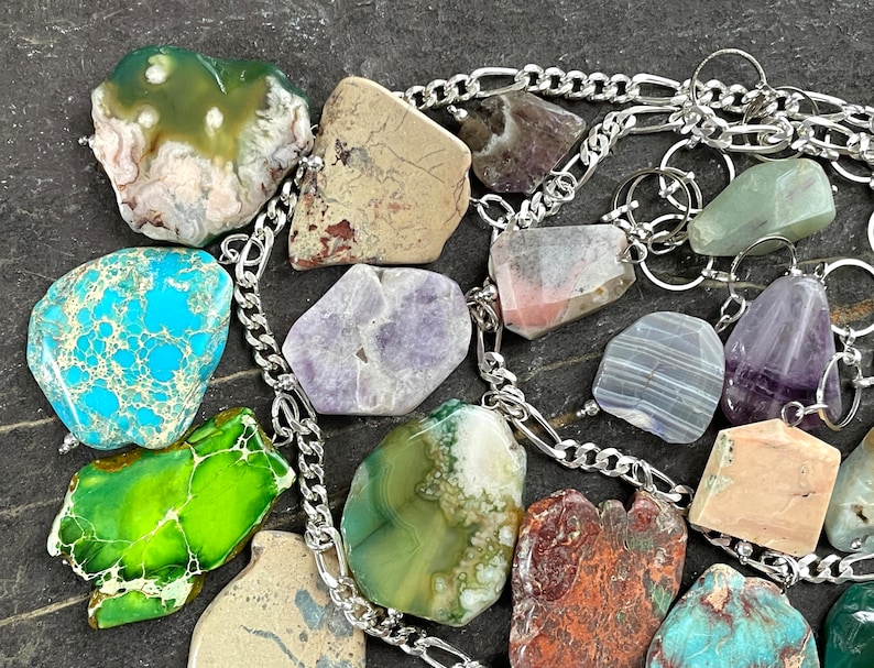 Collar Necklace Flat Slab Natural Stone Remnant Stones - Etsy