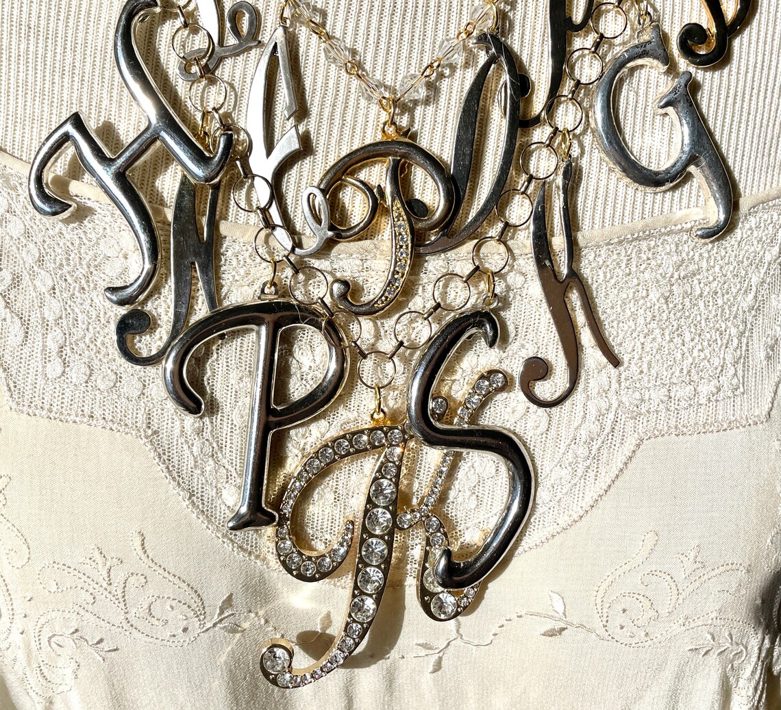 Stunning Vintage Initial Brooch Assemblage Necklace Gold - Etsy Canada