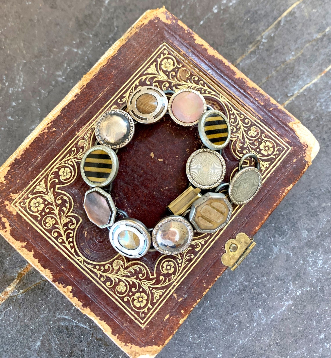 Antique Cufflink Bracelet Silver Tones Cuff Link Vintage - Etsy