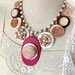 Vintage Pink Stacked Button Necklace Chunky Assemblage Celluloid Lucite ...