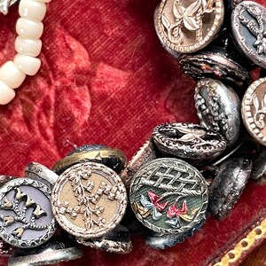 Charm String Style Antique Metal Button Necklace Vintage Victorian ...