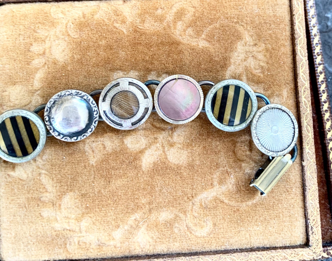 Antique Cufflink Bracelet Silver Tones Cuff Link Vintage - Etsy