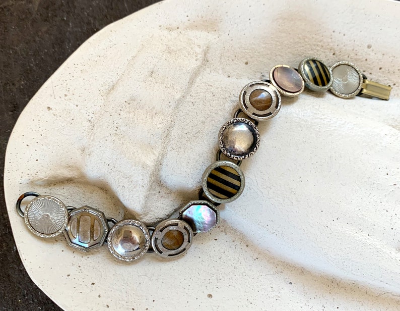 Antique Cufflink Bracelet Silver Tones Cuff Link Vintage - Etsy