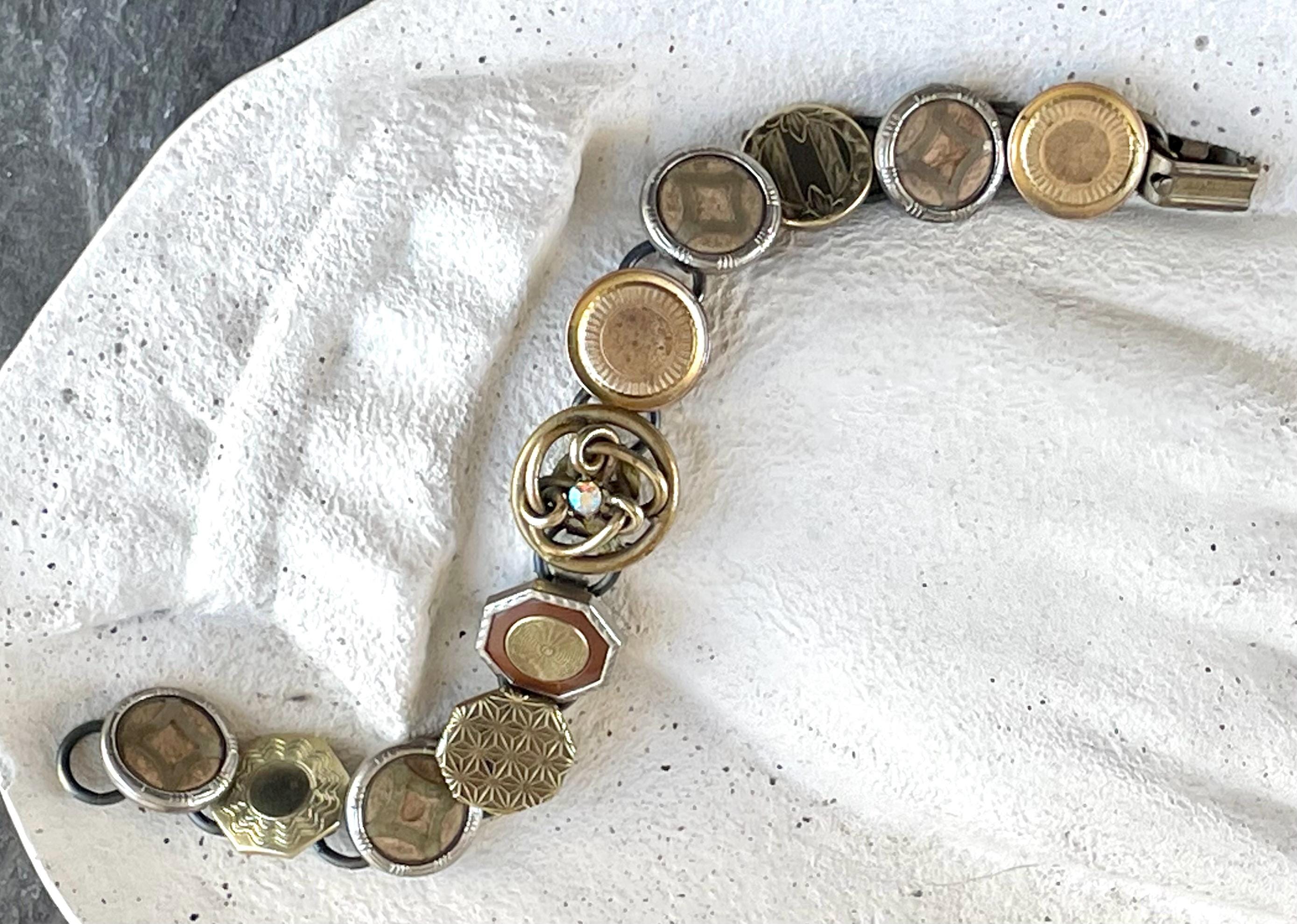 Antique Cufflink Bracelet Assemblage Edwardian Golds Victorian Cuff ...