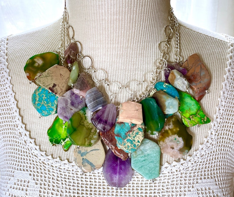 Collar Necklace Flat Slab Natural Stone Remnant Stones - Etsy