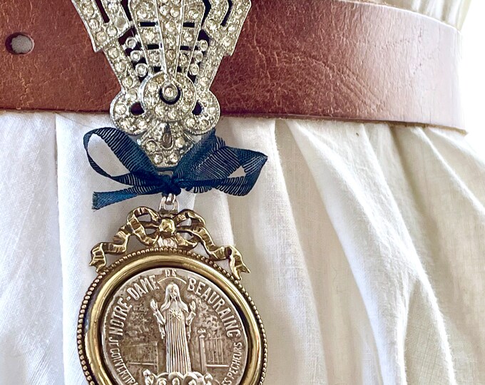 Notre Dame De Beauraing Our Lady Assemblage Necklace/belt Clip Jewelry ...